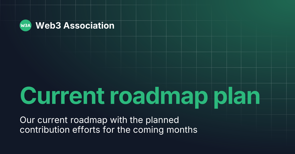Current roadmap plan | Web3 Association